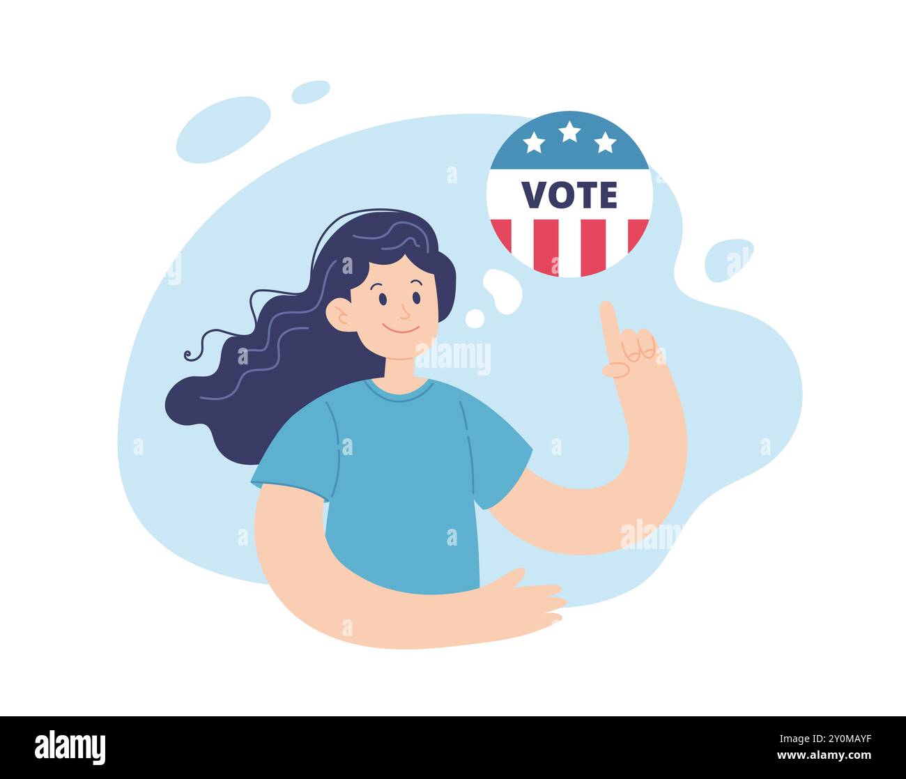 Woman with a voting pin. Election campaign concept, vector illustration ...