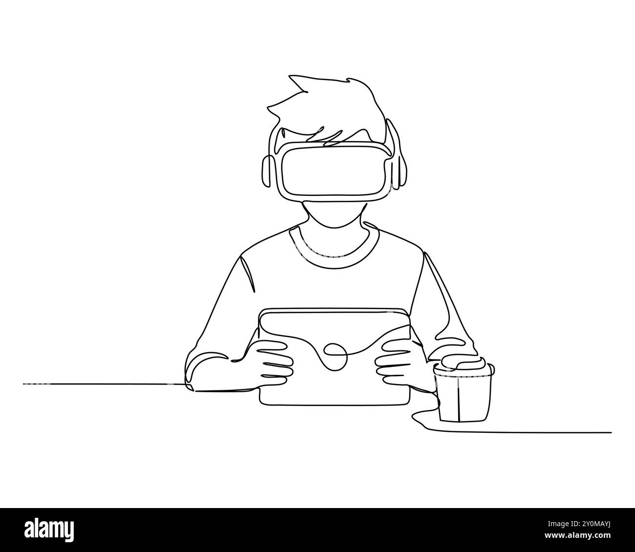 Drawing man wearing vr goggles Black and White Stock Photos & Images ...