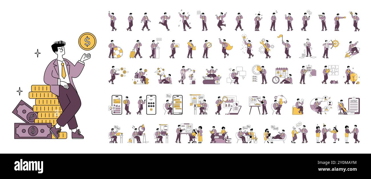 Businessman activities set. A diverse collection of professional ...
