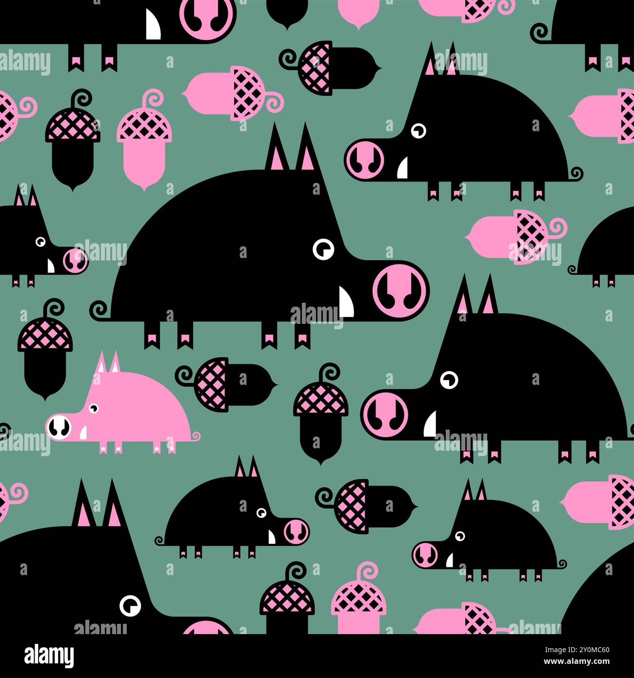 Boar pattern seamless. Cute hog and offspring background. Wild pig ...