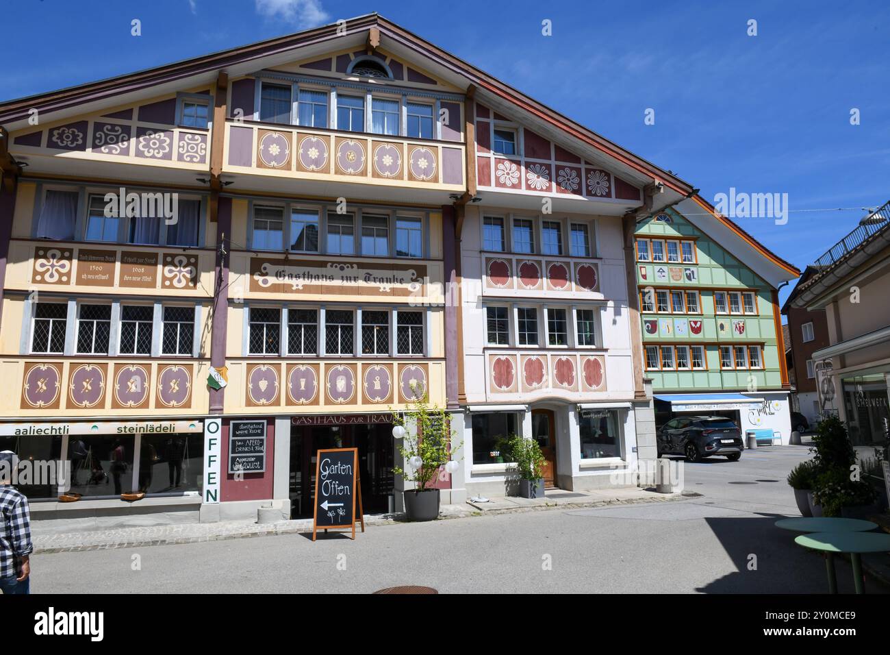 Appenzell, Switzerland - July 2024: traditional houses of Appenzell on ...
