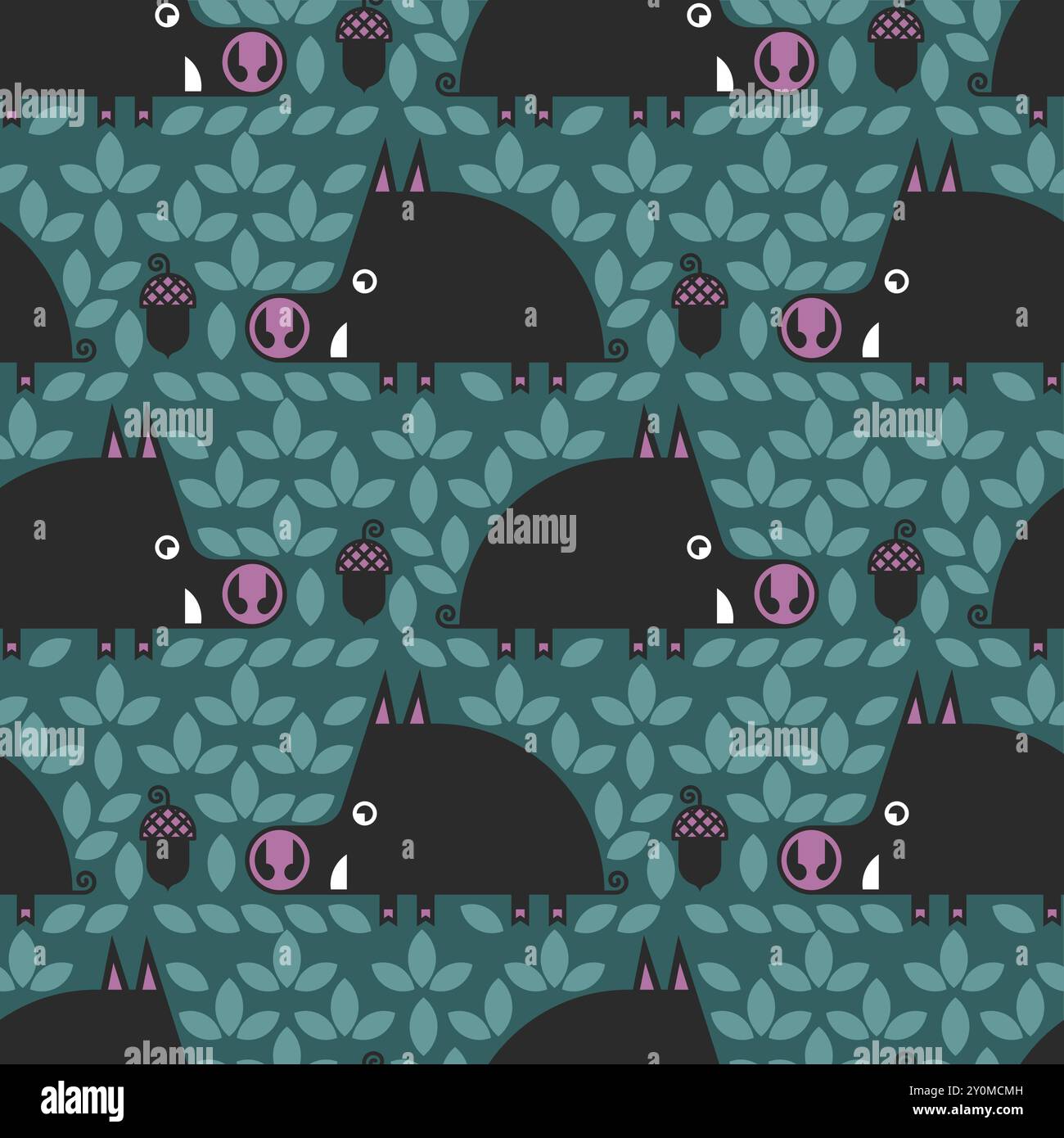 Boar pattern seamless. Cute hog and offspring background. Wild pig ...