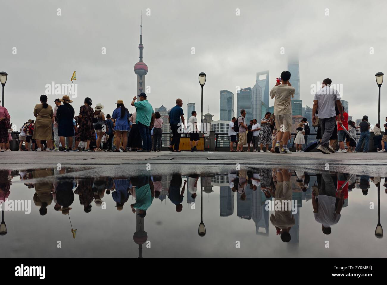 SHANGHAI, CHINA - SEPTEMBER 3, 2024 - Tourists visit on the Bund view ...