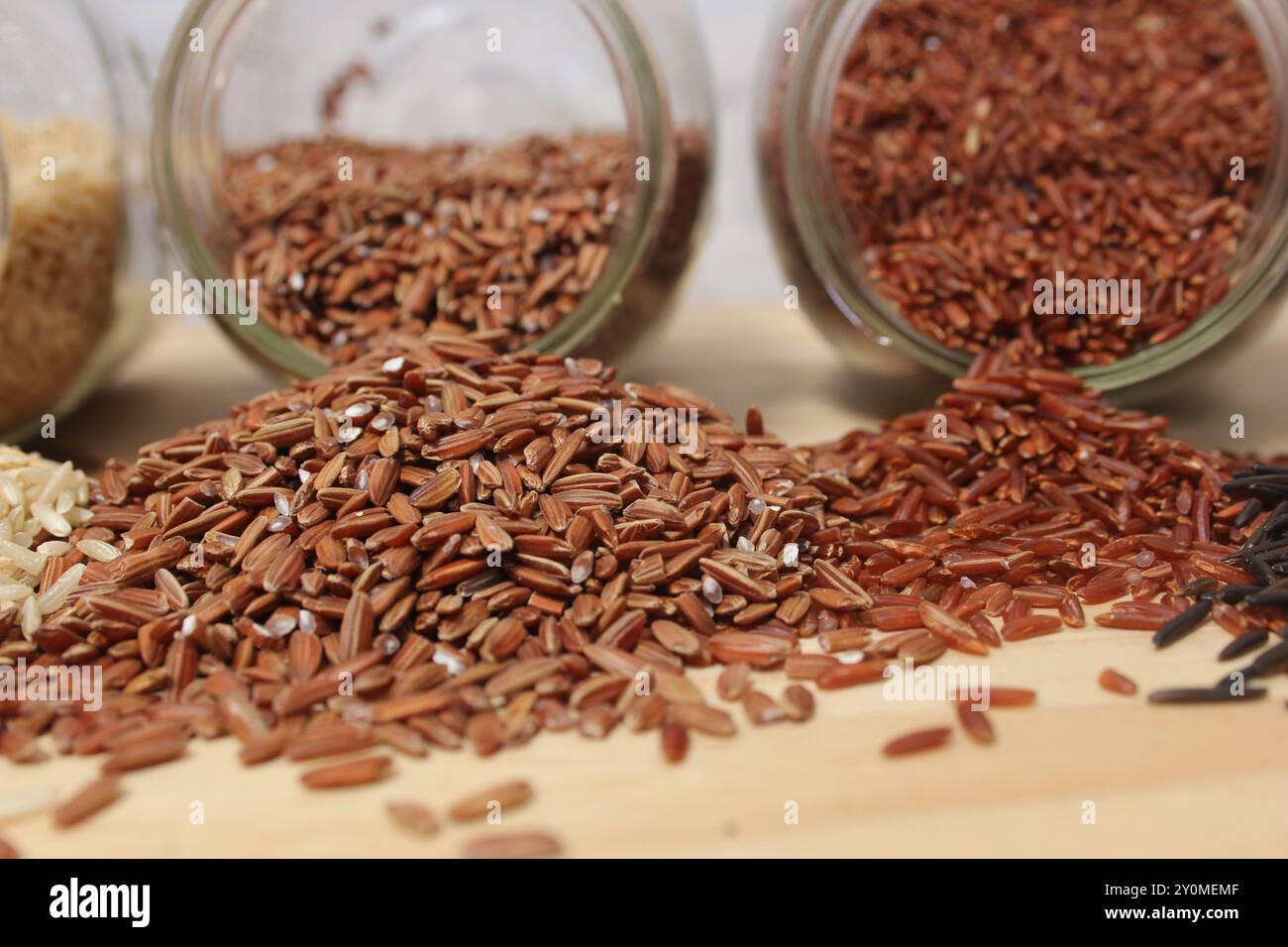 Different Rice Varieties in Rustic Kitchen. Wild Rice With Brown Rice ...