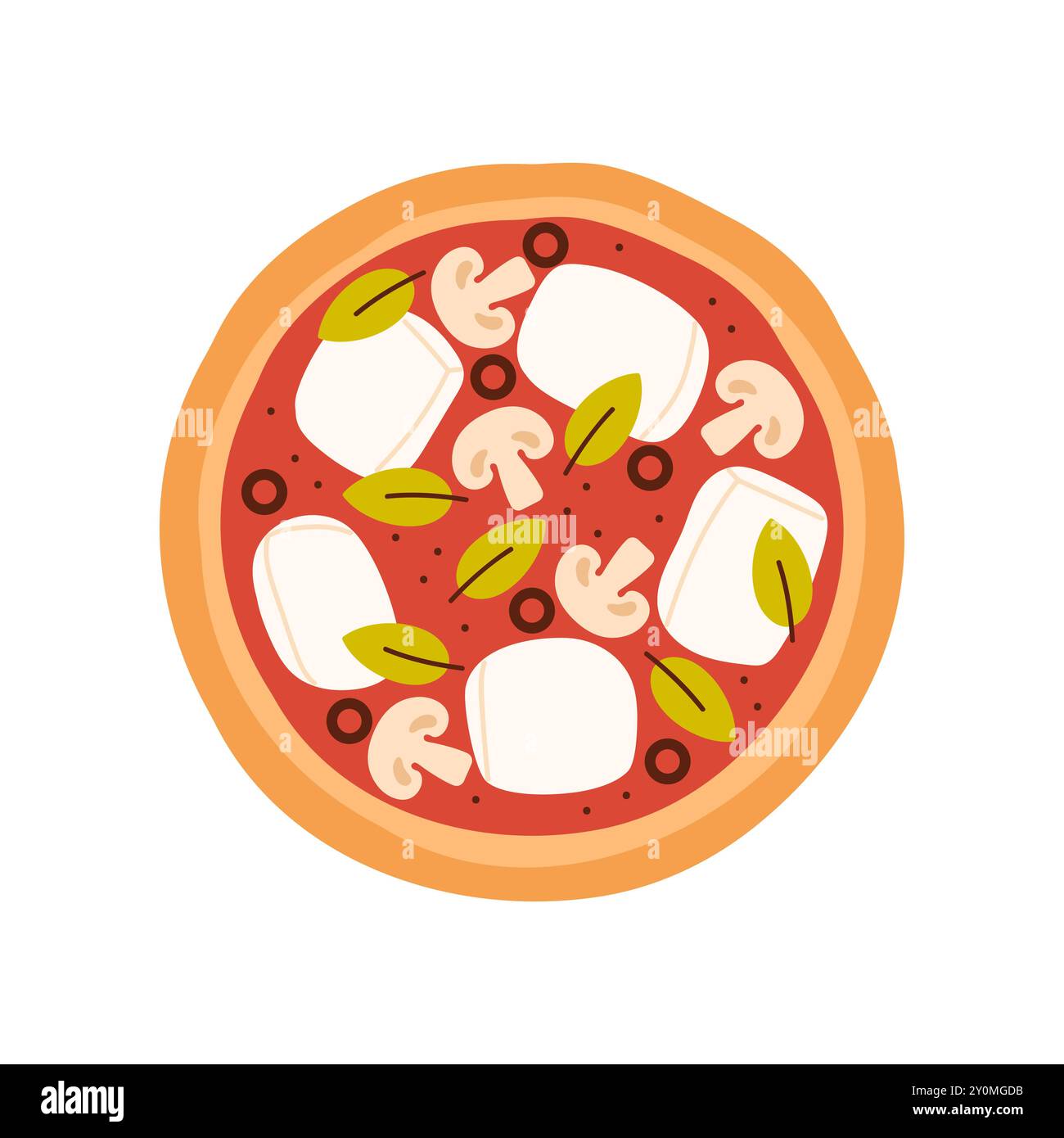 Whole round pizza, top view of traditional Italian pizzeria snack ...