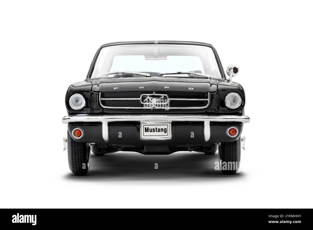 Izmir, Turkey - Jun 4 2024: Front view of a black Ford Mustang 260 ...