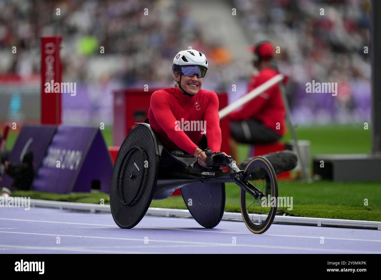 Switzerland's Catherine Debrunner celebrates after winning the women's ...
