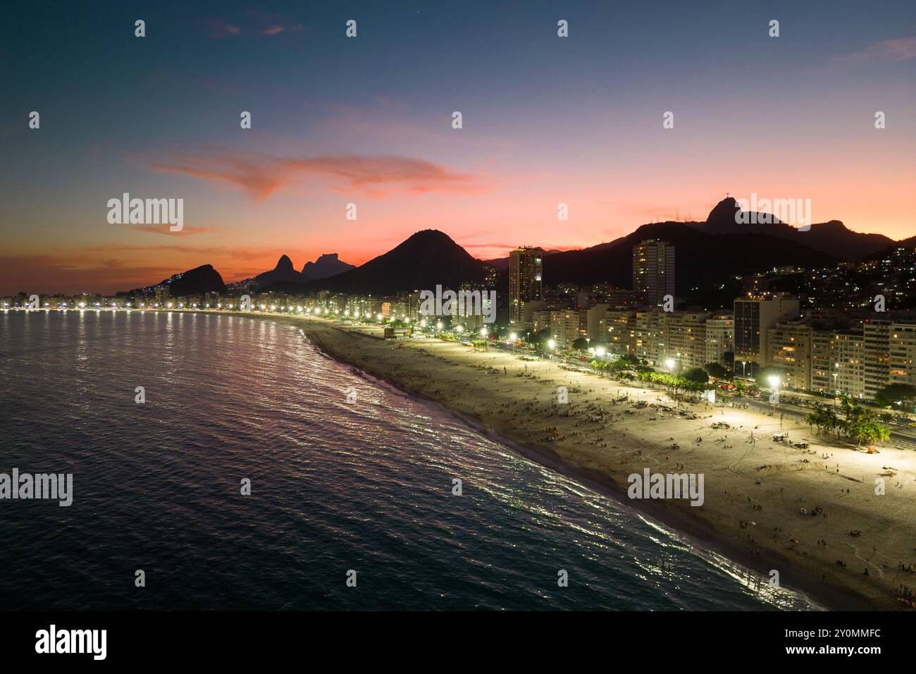 Copacabana Beach at night in Rio de Janeiro, Brazil Stock Photo - Alamy