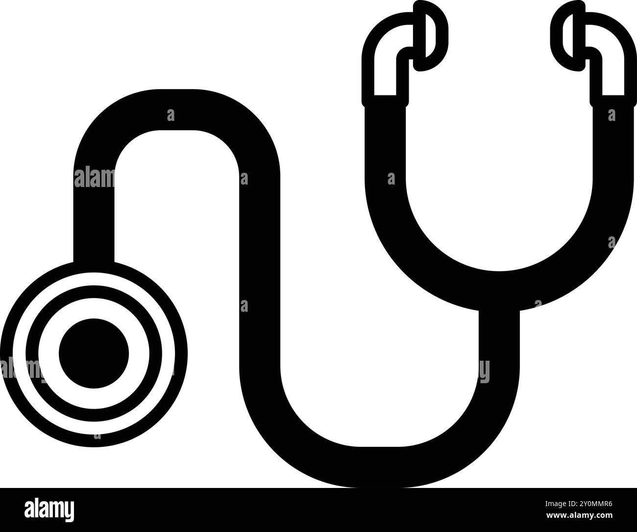 A black and white stethoscope in line style.. The stethoscope is a ...