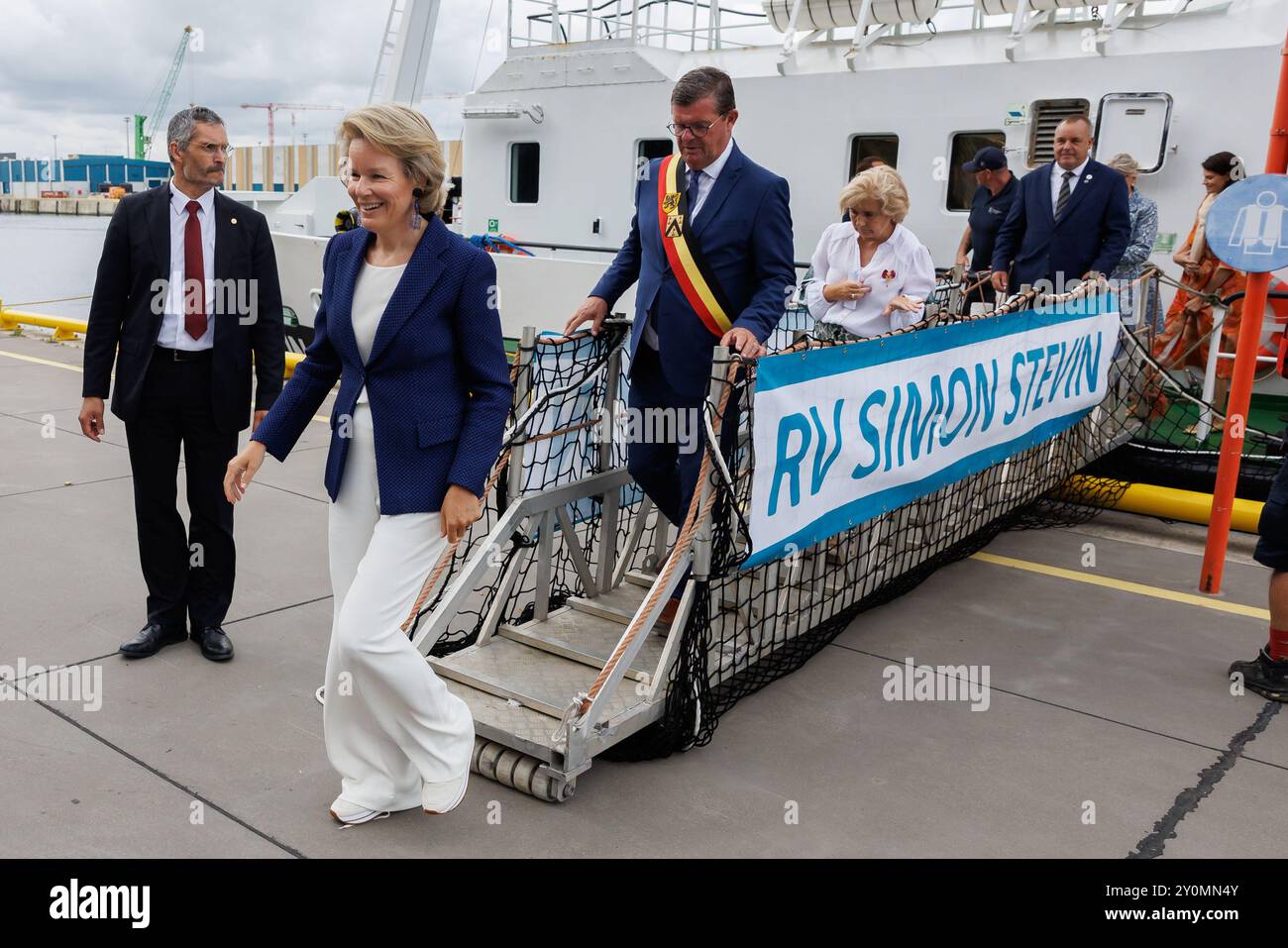 Queen Mathilde of Belgium, Oostende mayor Bart Tommelein and General ...