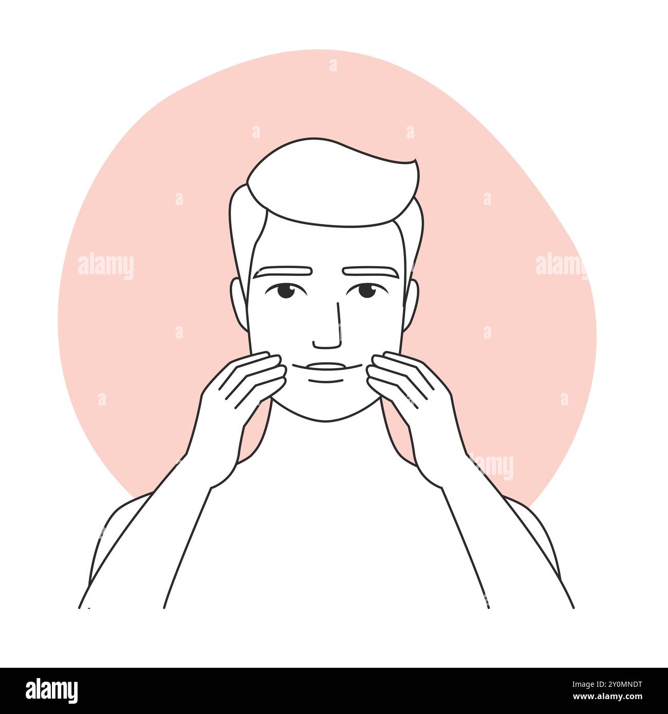 Vector line art illustration of a man with sparkling skin, part of a ...
