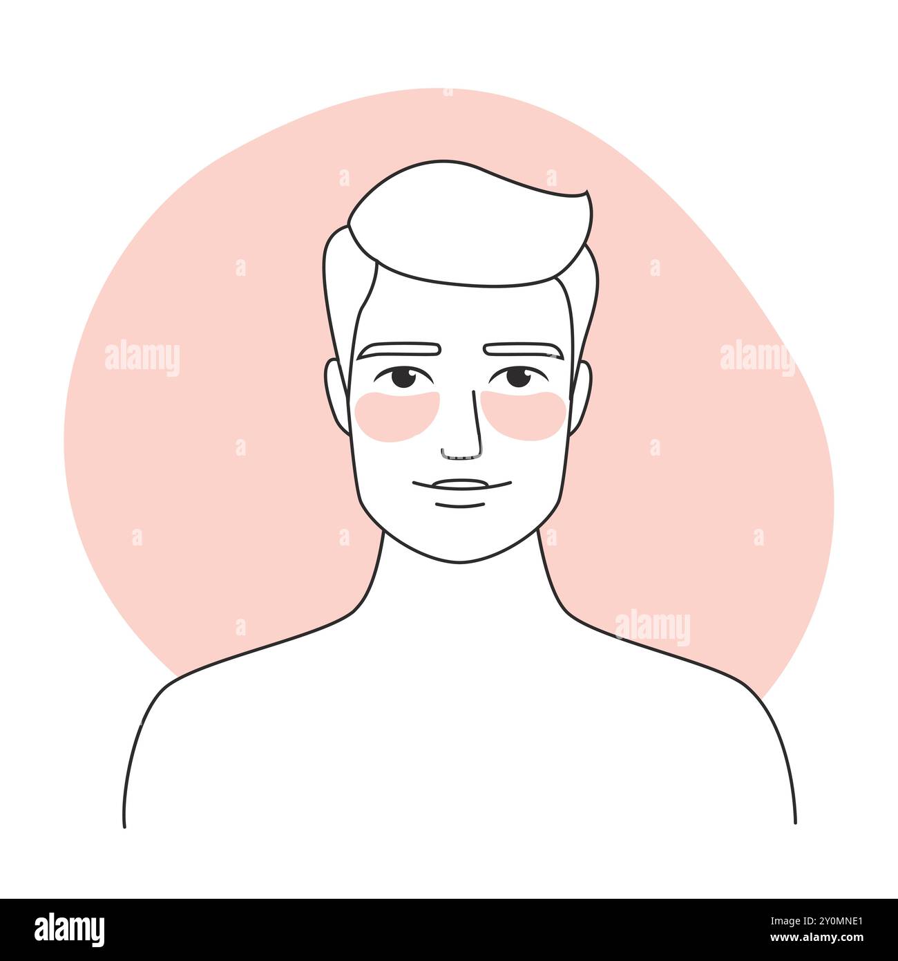 Vector line art illustration of a man shaving his beard, part of a ...