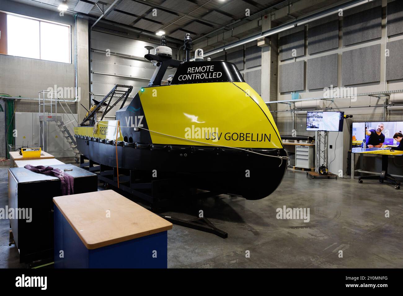 Unmanned surface vehicle USV Gobelijn pictured during a royal visit of ...