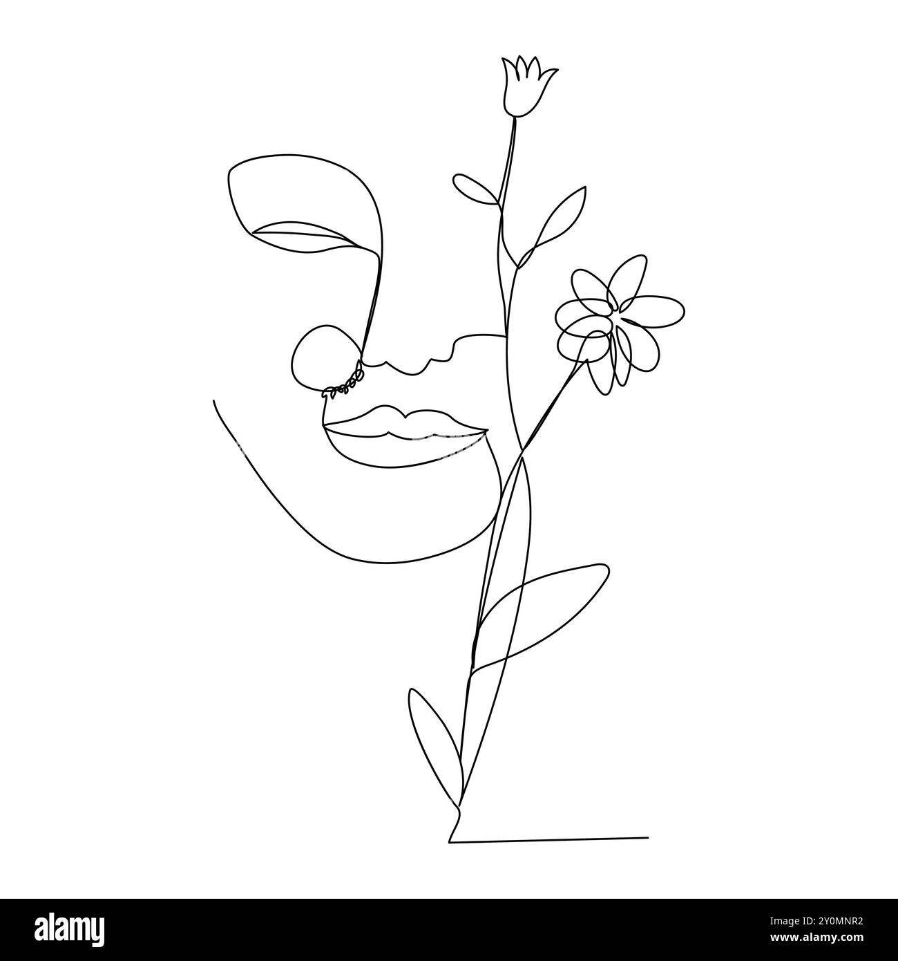 Woman profile female beauty concept. Line drawing vector illustration ...