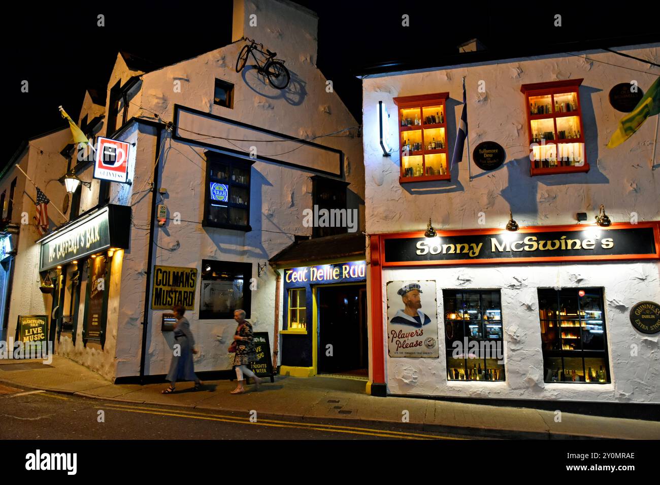 Bars in Donegal Town at night, Ireland Stock Photo - Alamy