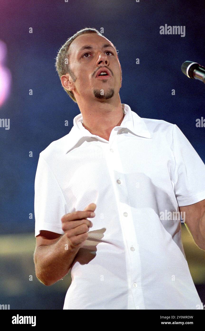 Verona Italy 08/09/2001: Neffa , Italian singer, during the television ...