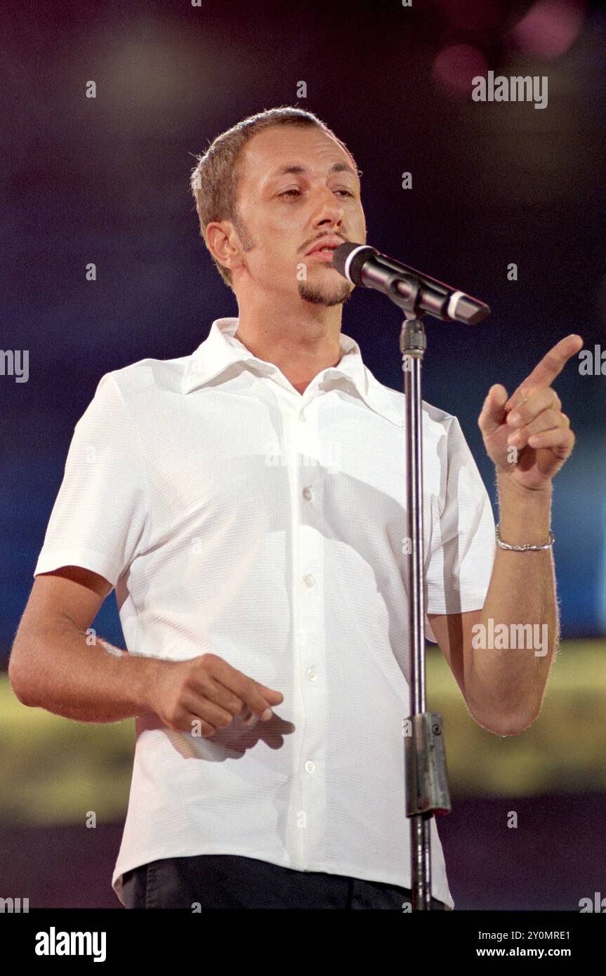 Verona Italy 08/09/2001: Neffa , Italian singer, during the television ...