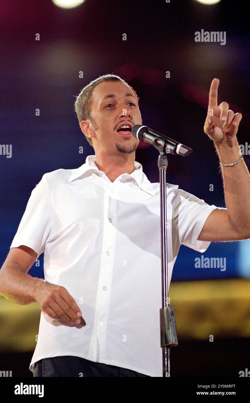 Verona Italy 08/09/2001: Neffa , Italian singer, during the television ...