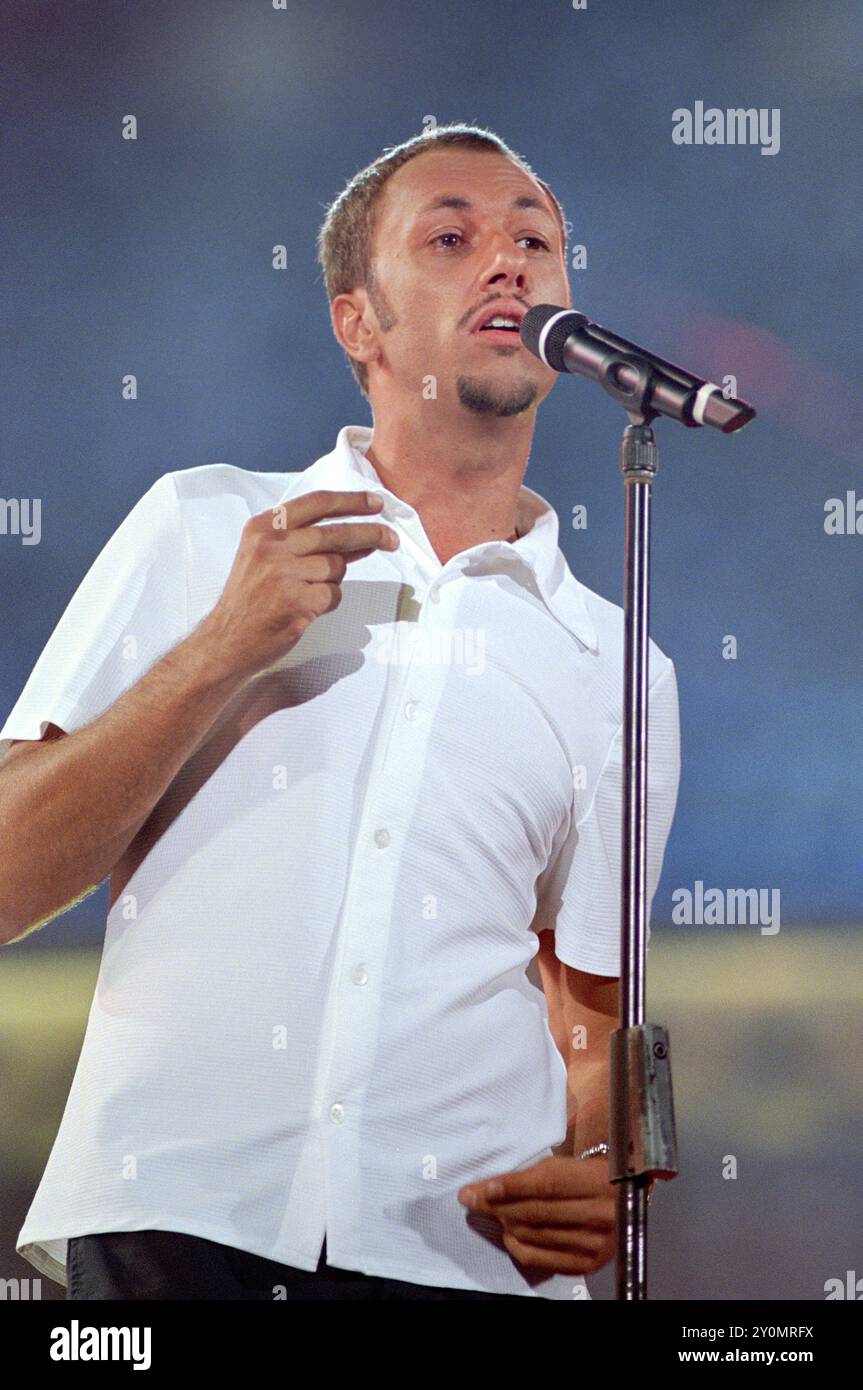 Verona Italy 08/09/2001: Neffa , Italian singer, during the television ...