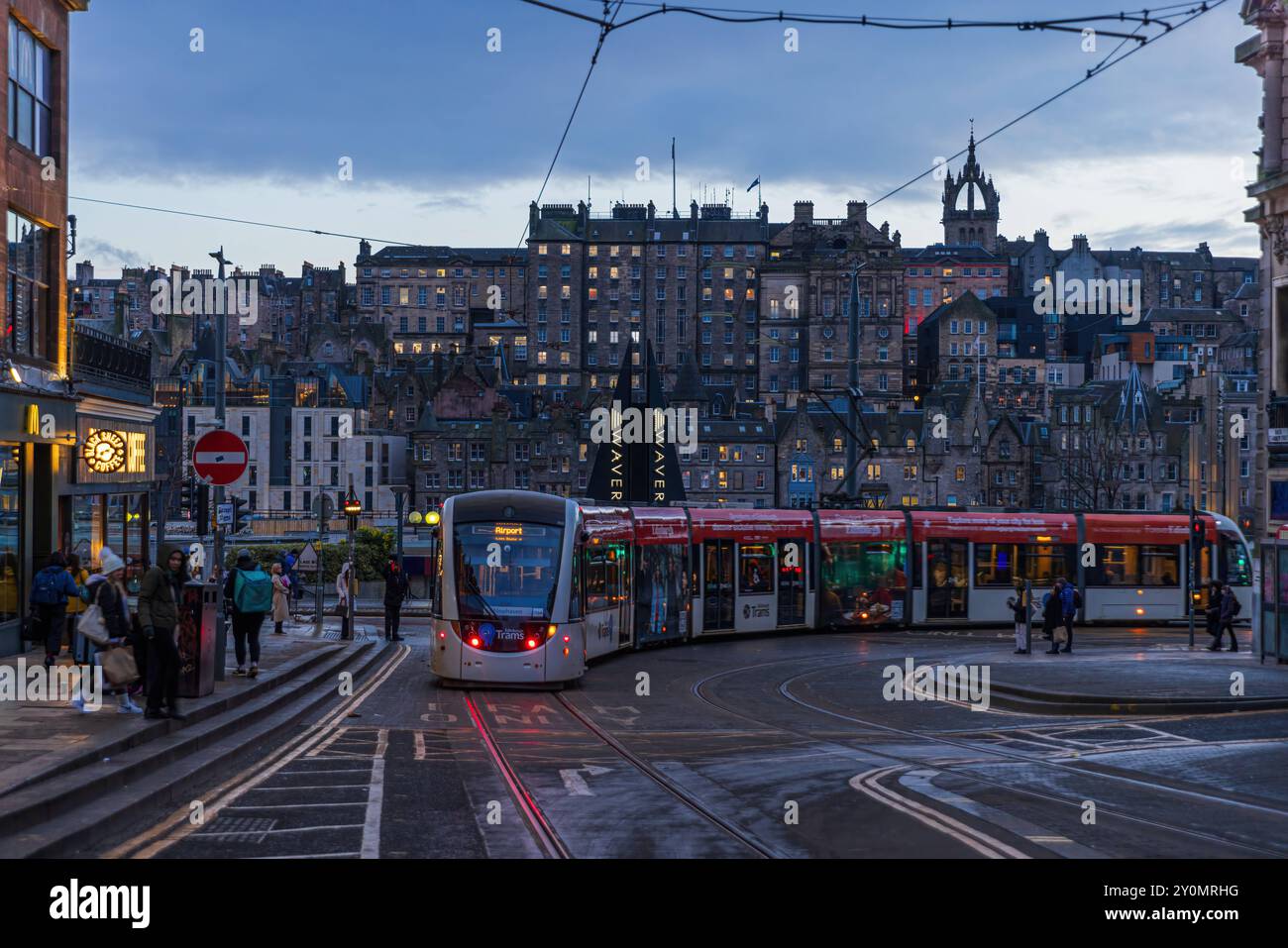 EDINBURGH - JANUARY 2024: An Edinburgh Tram coming from Princes Street ...