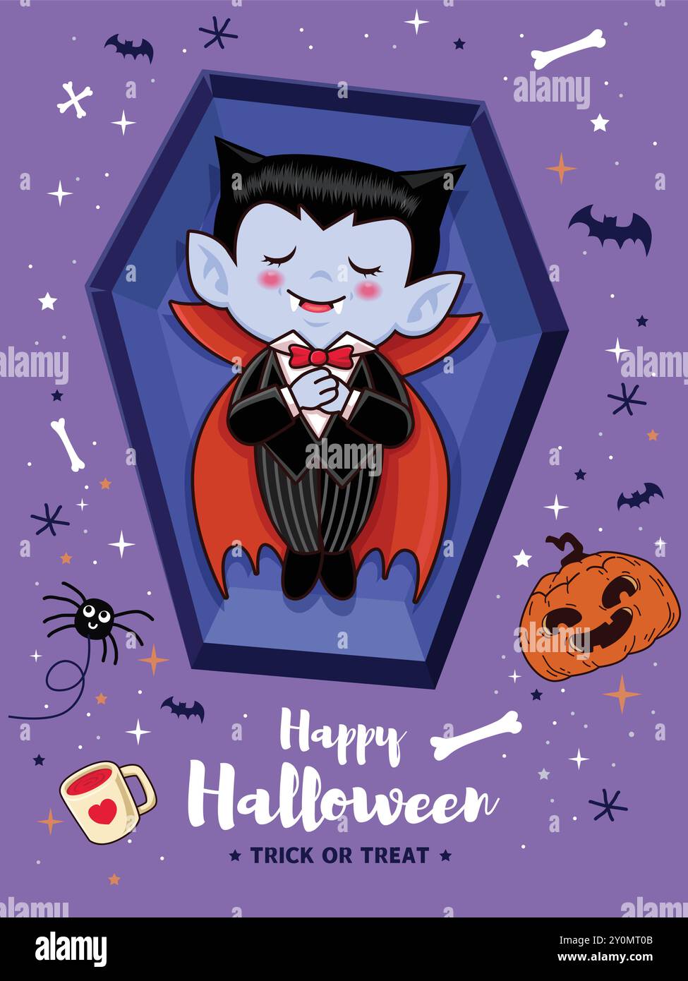 Vintage Halloween poster design with vector vampire character Stock ...