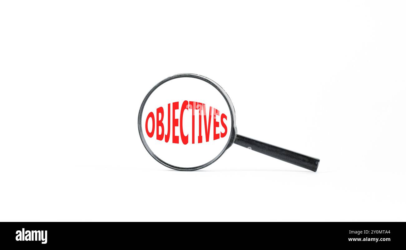 Objectives symbol. Concept word Objectives in beautiful magnifying ...