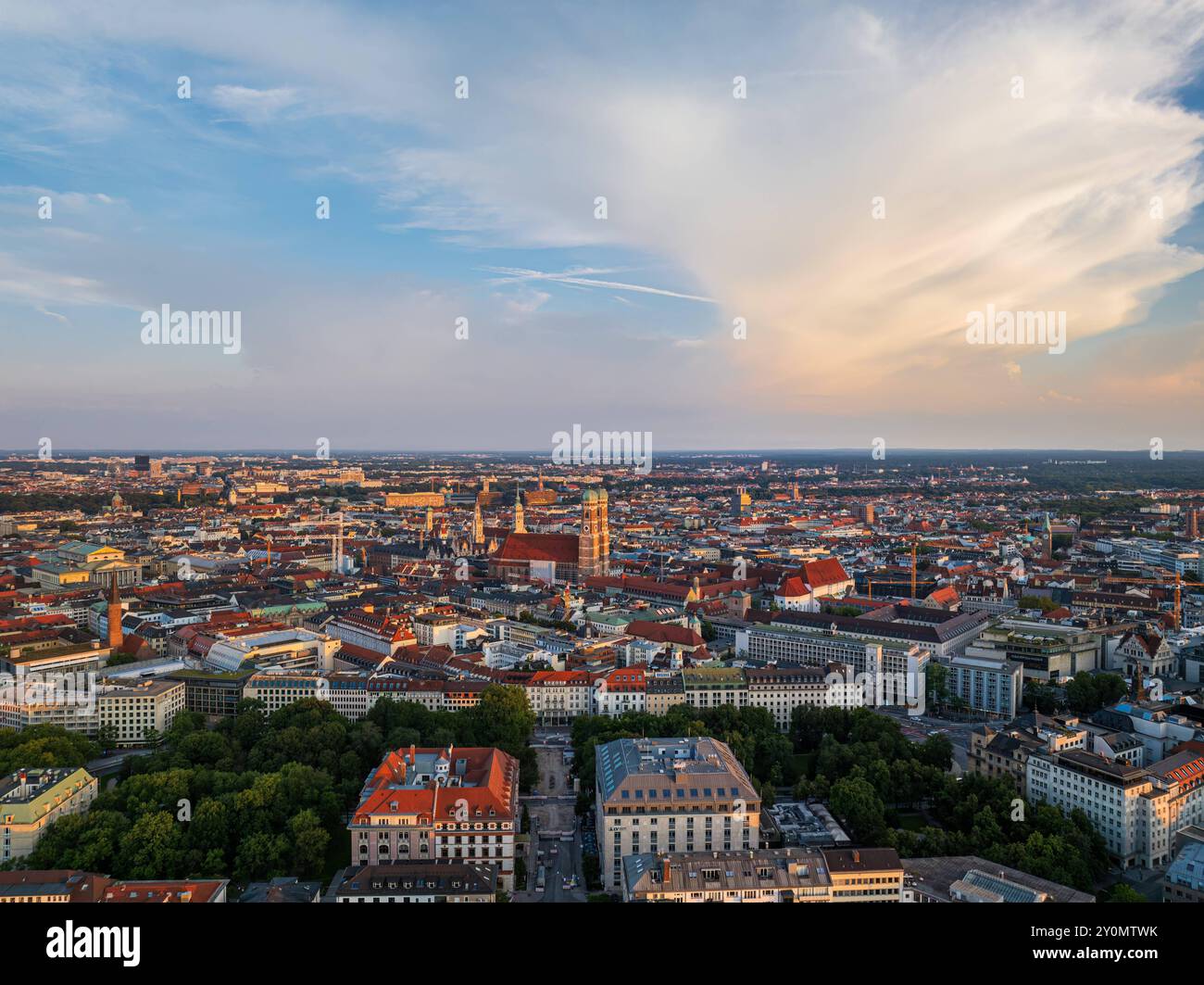 Aerial view of central building landmarks, Frauenkirche, St. Peter, St ...