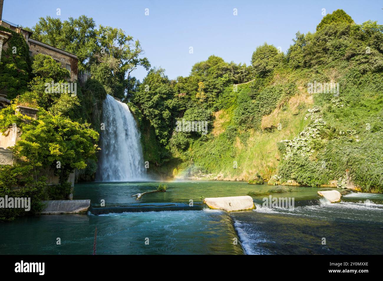 View of Isola del Liri waterfall with Castle Boncompagni-Viscogliosi ...