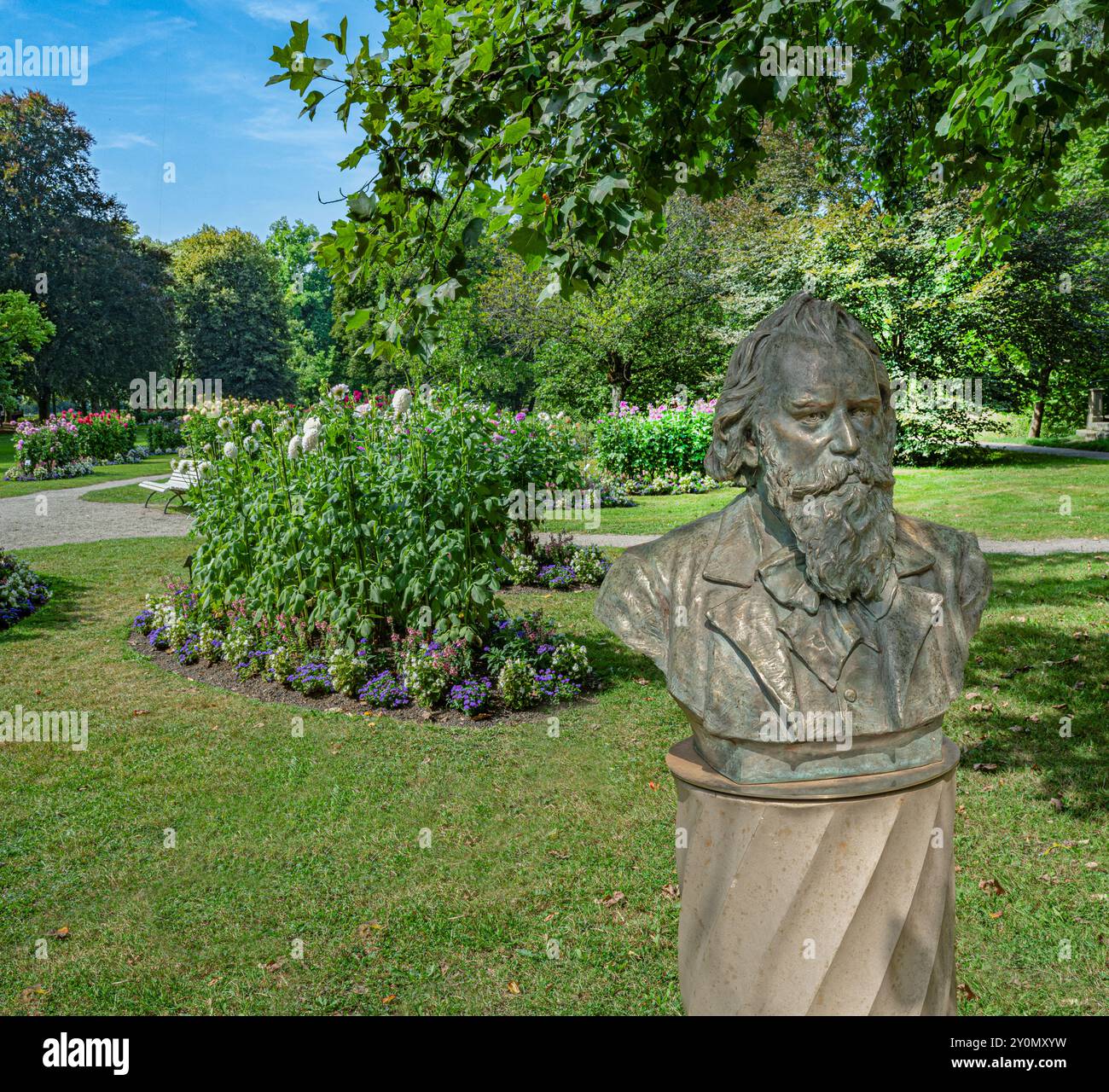 Brahms bust in city Park in Baden-Baden. Germany, Europe Stock Photo ...