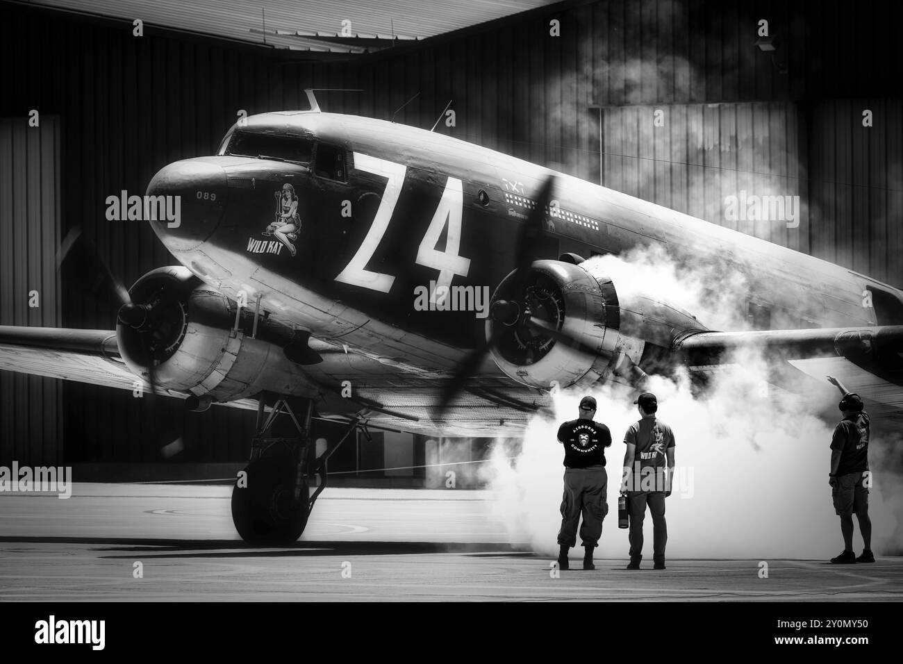 C-47 Skytrain starts its engines at the 2024 Legacy of Liberty Airshow ...