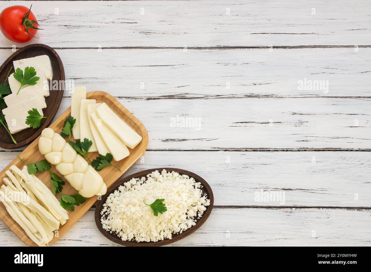 Traditional various cheeses, string, knitted and cecil cheese, turkish ...