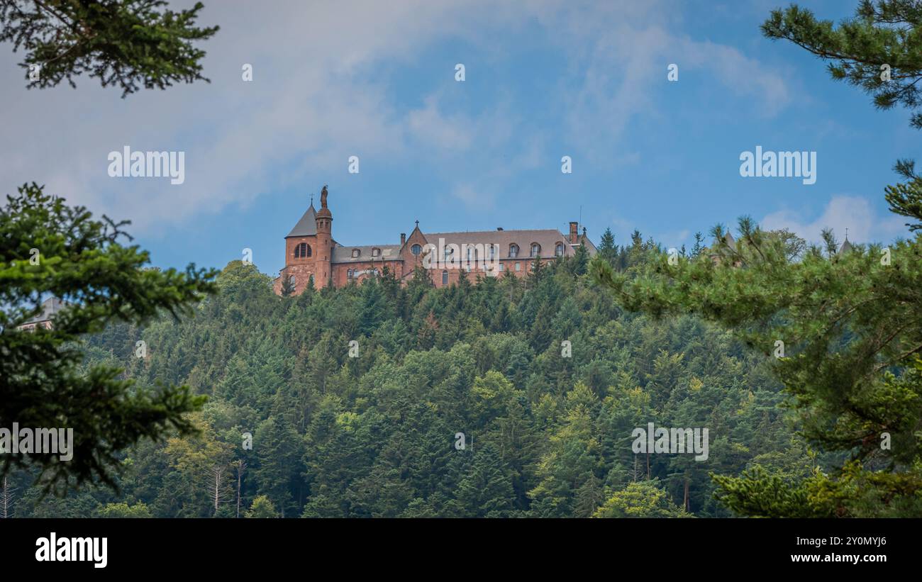 Ottrott, France - 05 August 2024: The Sanctuary of Mont Sainte Odile, a ...