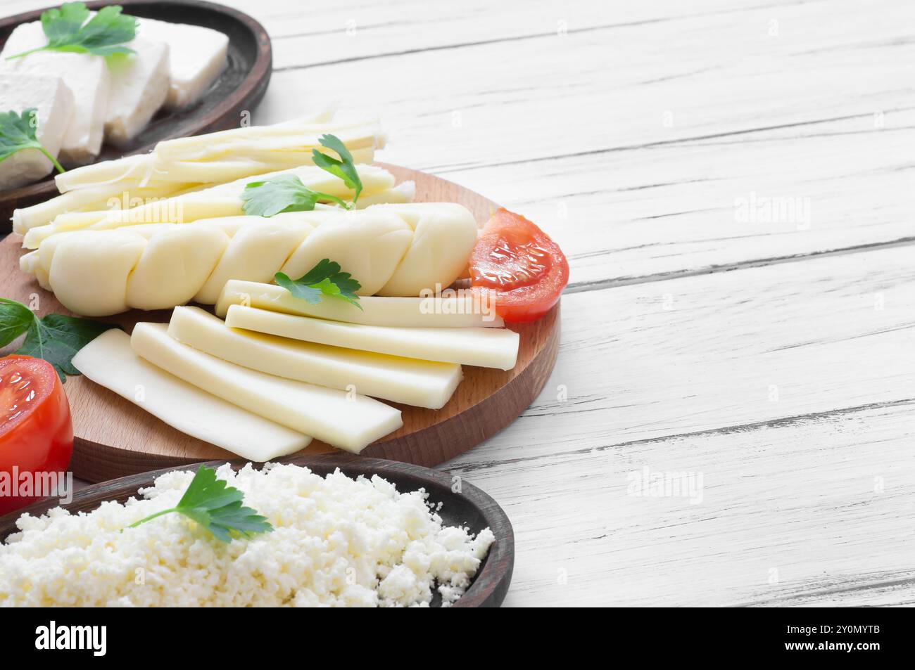 Traditional various cheeses, string, knitted and cecil cheese, turkish ...