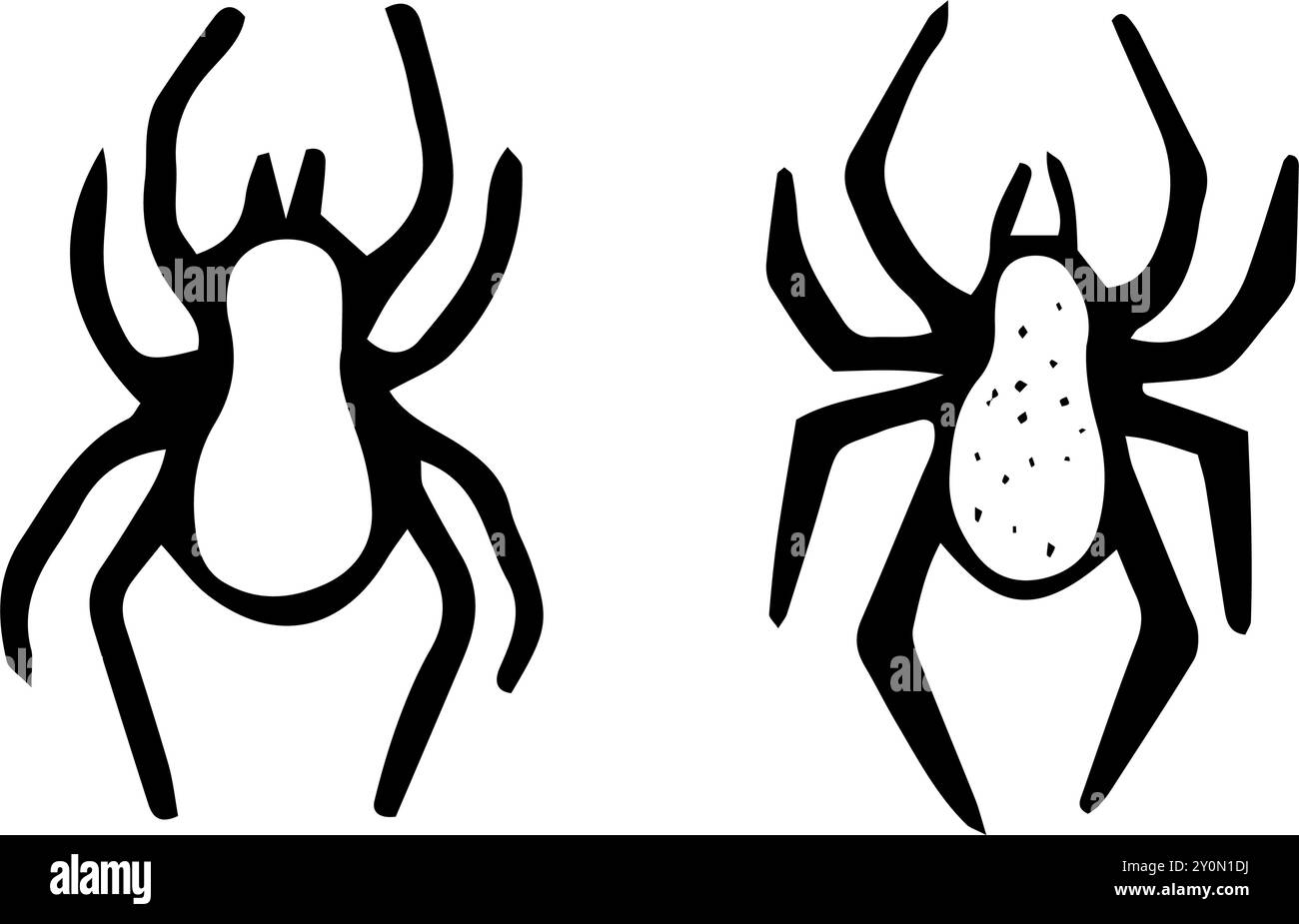 Spider silhouette. Black and white outline drawing for Halloween. Hand ...