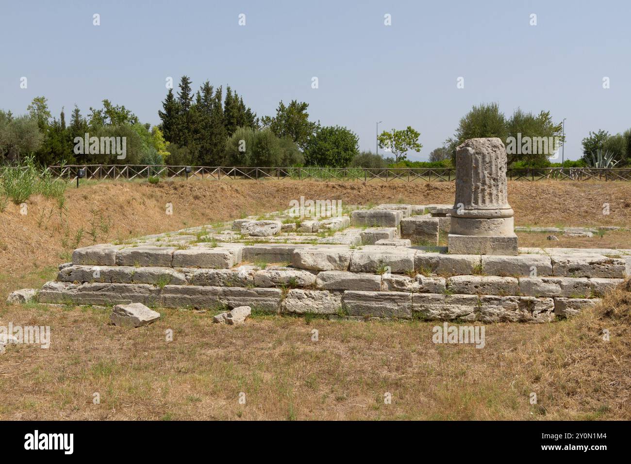 Ruins of the Temple of Marasà in the ancient city of Locri Epizefiri ...