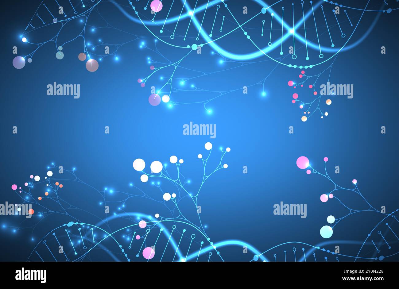 Scientific medical background with abstract image of dna molecule and ...