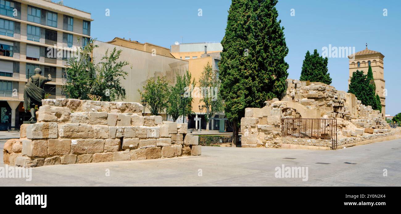 a view of the remains of the walls of the ancient roman city Caesar ...