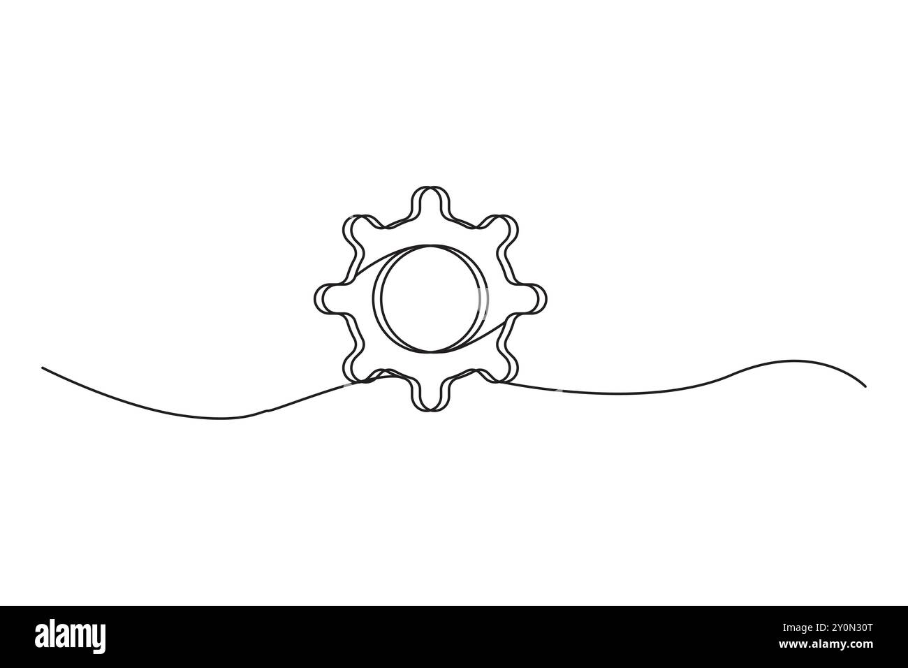 Continuous line gear. Minimalist cogwheel drawing. Simple mechanical ...