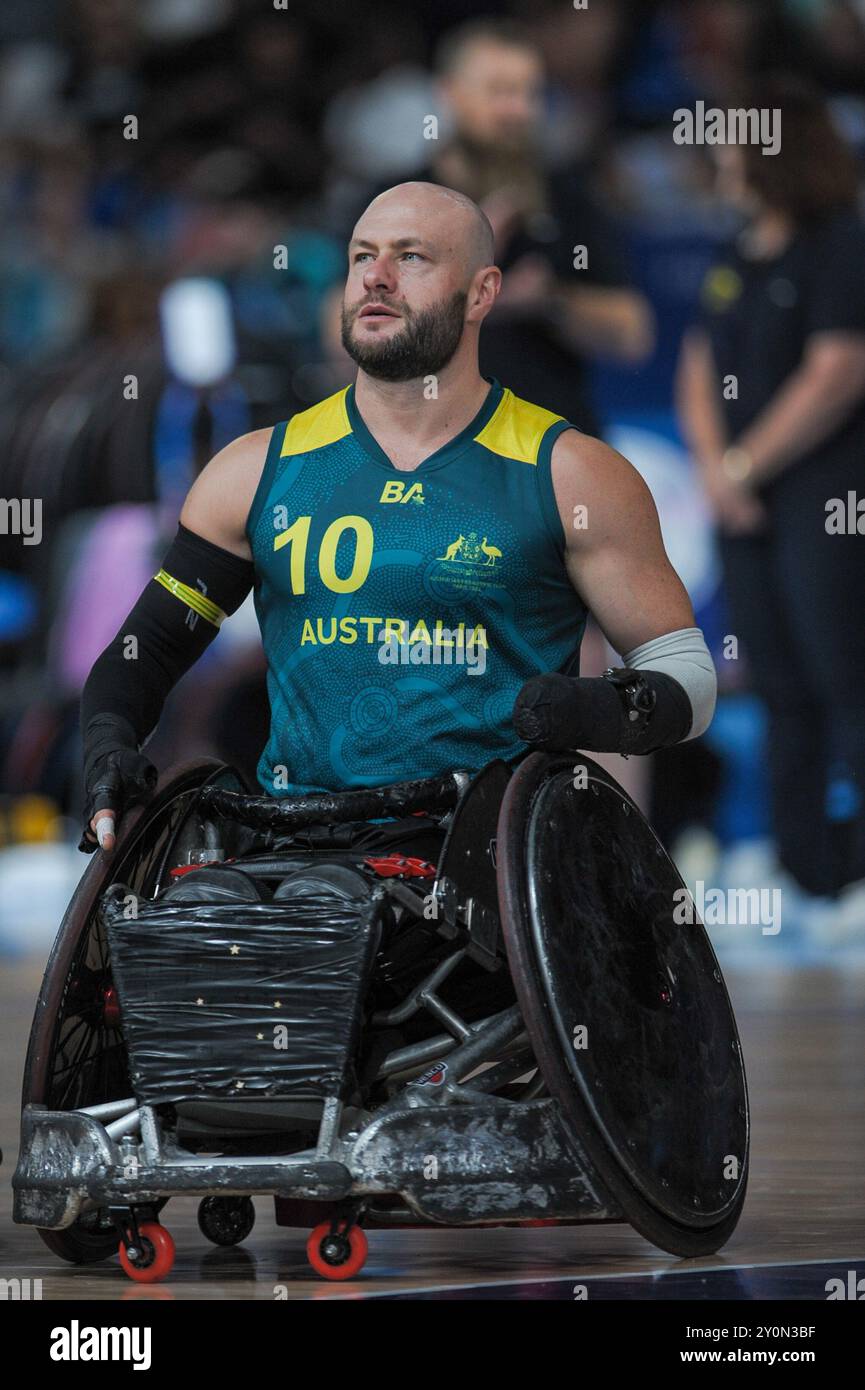 Chris Bond (AUS, Captain) singing the Australian national anthem ...