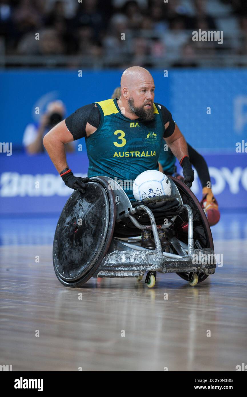 Ryley Batt (AUS) competes in the Wheelchair Rugby Bronze Medal match ...