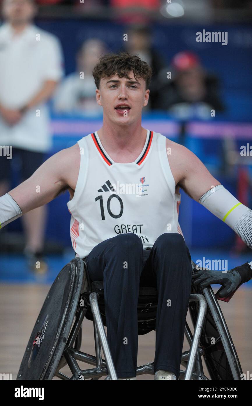 Tyler Walker (GBR) singing the British national anthem shortly before ...
