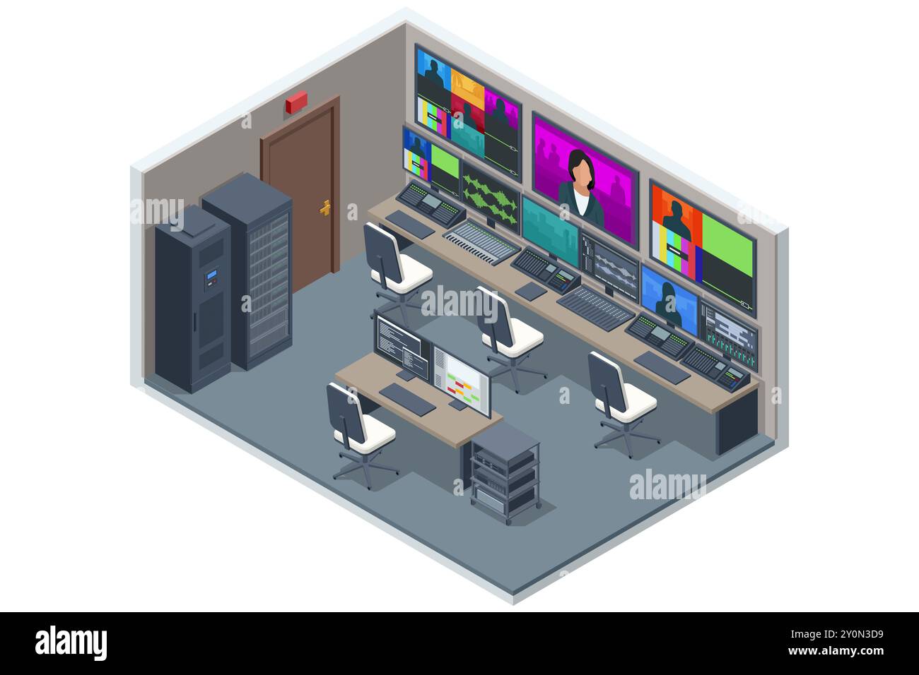 Isometric Profesional video studio. TV station, producer, broadcast ...