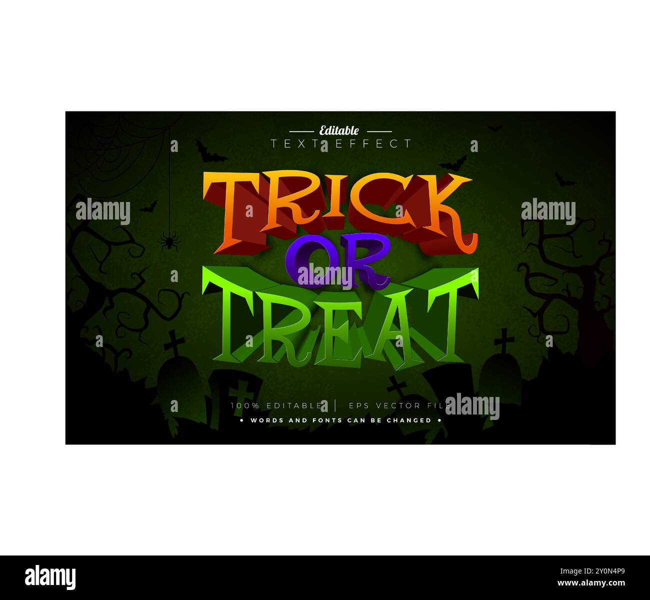 Trick or Treat Halloween Text Effect Illustration. Editable and ...