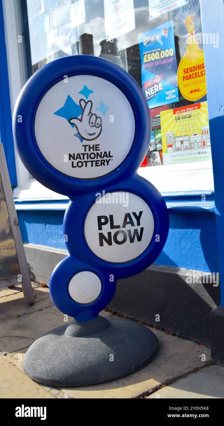 Sign UK National lottery on London street Stock Photo - Alamy