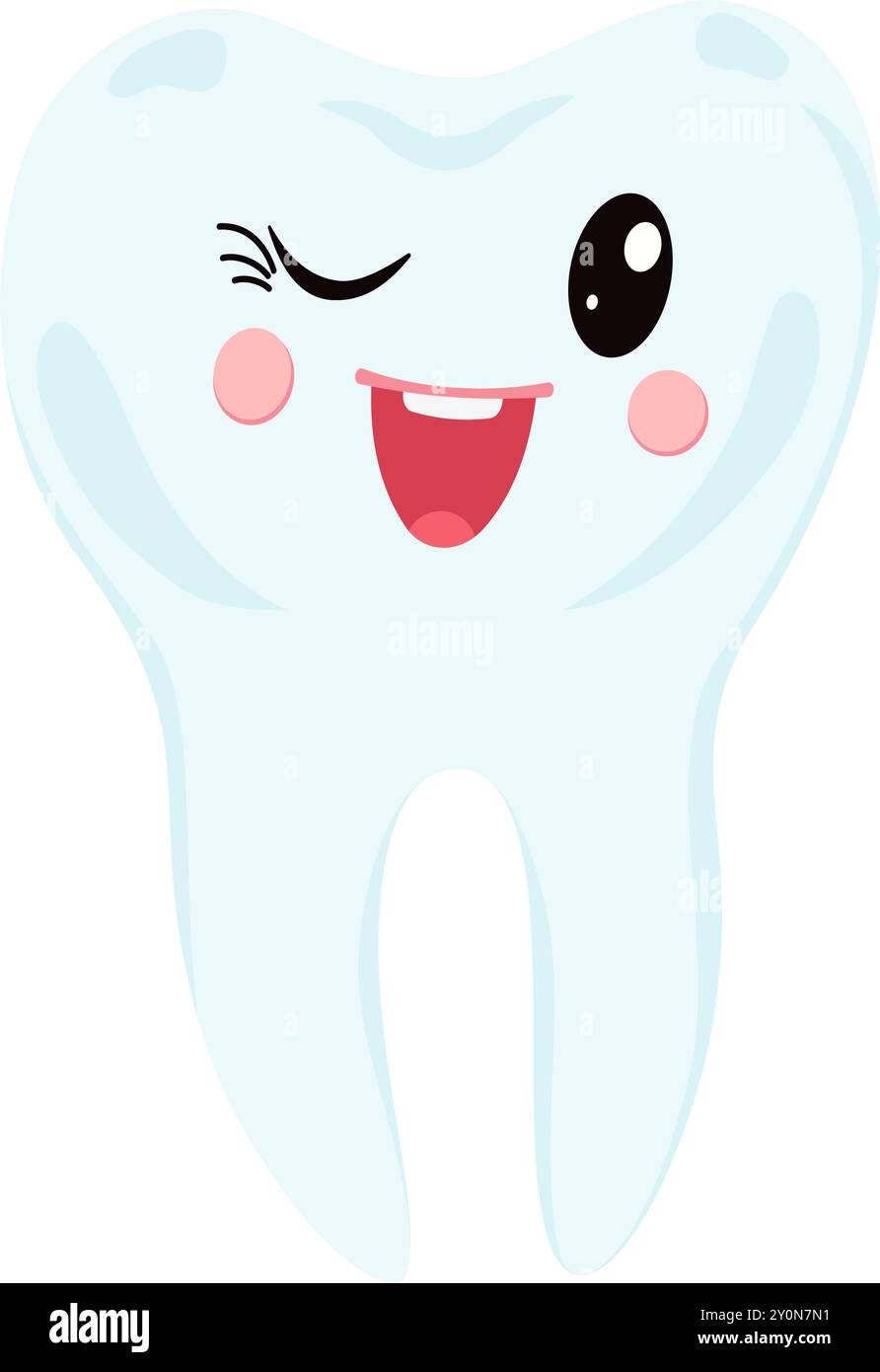 A cheerful and cute cartoon tooth winking and smiling. A happy tooth ...