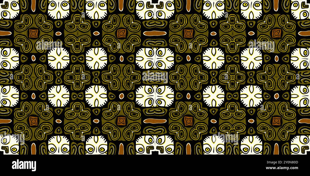 Modern tribal shape mud cloth border effect seamless pattern. Stylized ...
