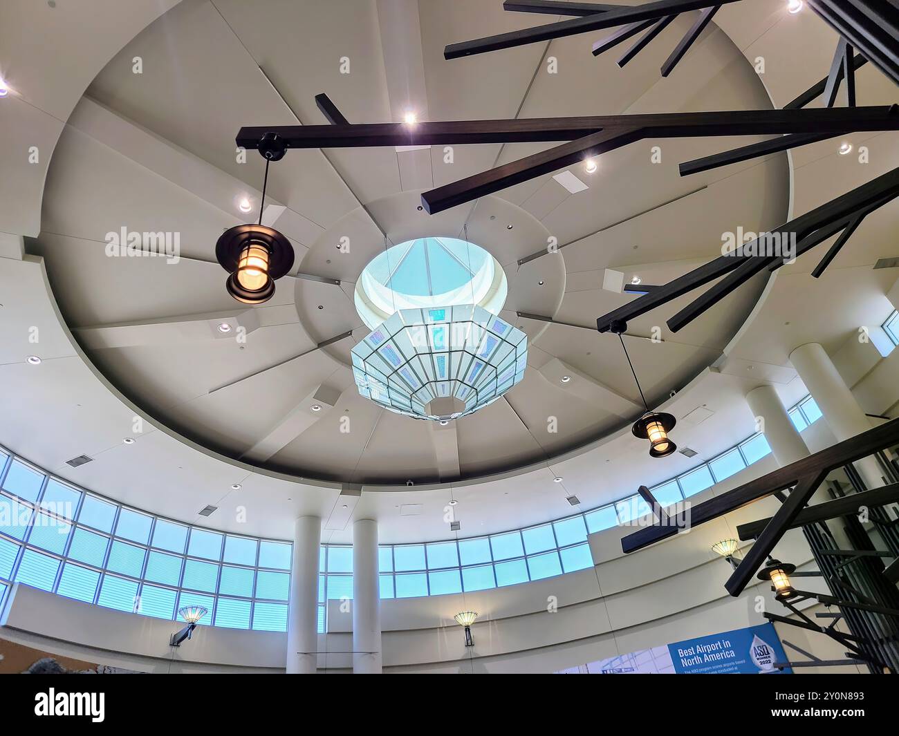 Modern Airport Terminal Ceiling with Skylight and Light Fixtures ...