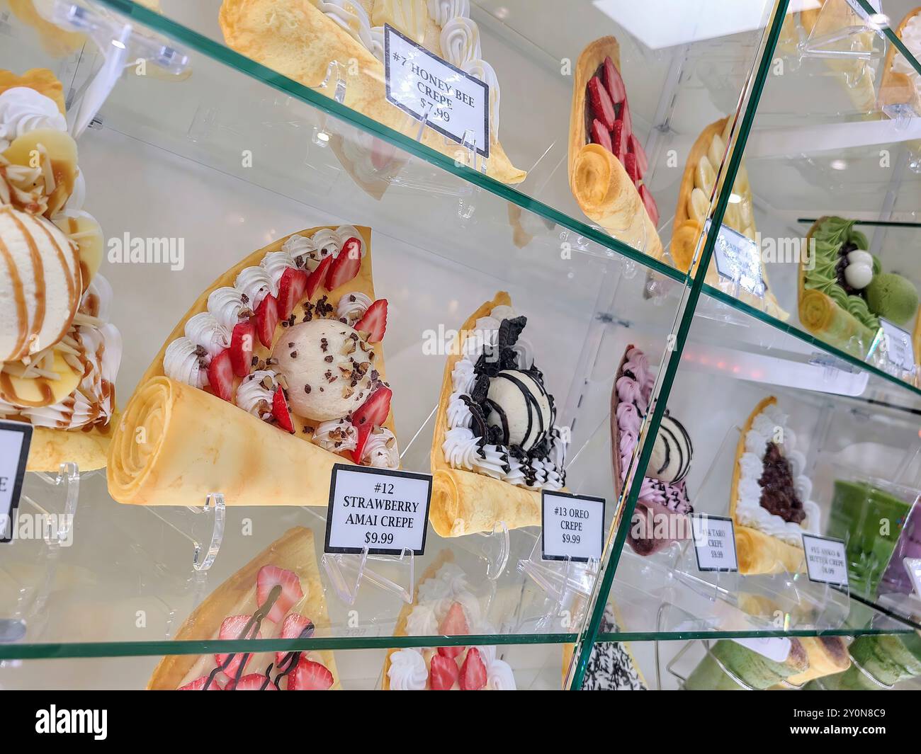 Assorted Gourmet Crepes in Glass Display Case at Eye Level Stock Photo ...