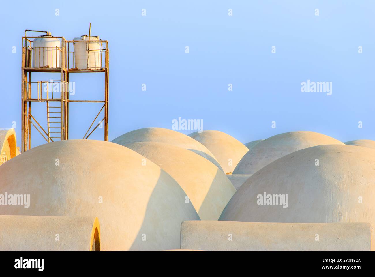 Tourist resort roof and water supply tower - Dahab, Sinai Peninsula ...