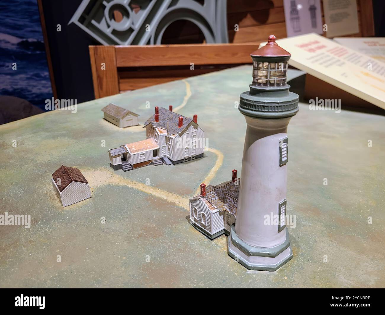 Miniature Coastal Lighthouse Diorama with Nautical Backdrop Eye-Level ...